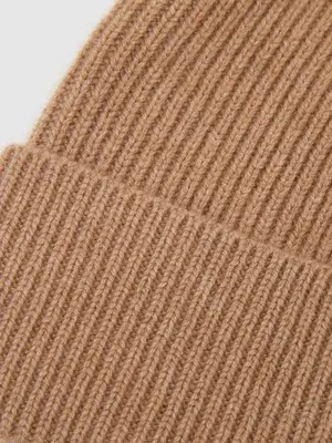 REISS Freya Wool-blend Rib-knit Beanie - Camel