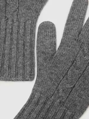 REISS Lucinda Wool-blend Cable-knit Gloves With Cashmere - Grey