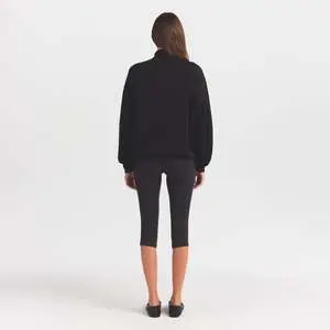 SKIMS Mock Neck Quarter Zip With Embossed Logo | Black | | Cotton Fleece