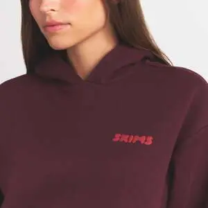 SKIMS Hoodie With Embossed Logo | Red | | Cotton Fleece
