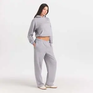 SKIMS Hoodie With Embossed Logo | Grey | | Cotton Fleece