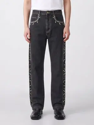 Isabel Marant Étoile Jorian Baggy Wide-leg Embroidered Denim Jeans - Black