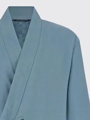Kenzo Pure Wool Short Robe Jacket With V-neck And Tie Closure