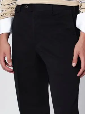 PT TORINO Straight-leg Pleated Chino Trousers In Stretch Cotton - Black