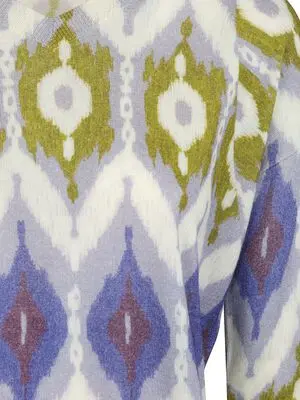 IN BED WITH YOU Tie-dye Pure Wool V-neck Cardigan With Button Front