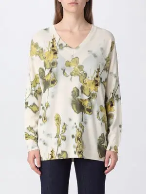 IN BED WITH YOU V-neck Pullover Jumper In Pure Wool With Abstract Print - Multicolor