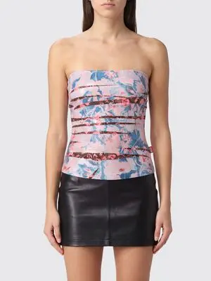 DIESEL® Floral-print Bandeau Top In Jersey With Back Zip