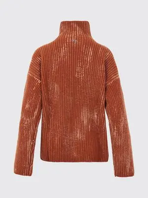 DIESEL® Abstract Pattern Wool Blend Funnel Neck Jumper With Dropped Shoulders - Brown