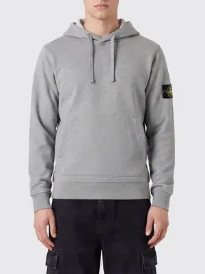 Stone Island Cotton Hoodie With Kangaroo Pocket And Compass Logo - Grey