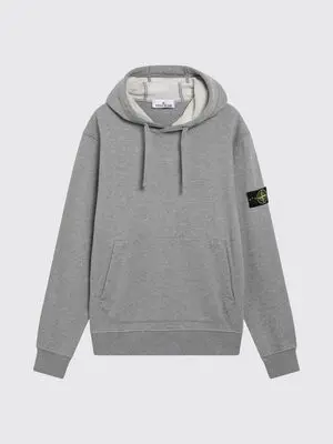 Stone Island Cotton Hoodie With Kangaroo Pocket And Compass Logo - Grey