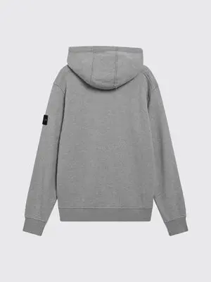 Stone Island Cotton Hoodie With Kangaroo Pocket And Compass Logo - Grey
