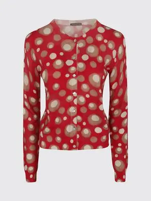 IN BED WITH YOU Button-front Polka Dot Wool Cardigan With Crew Neck - Multicolor