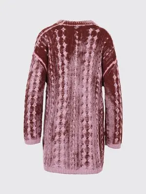 DIESEL® Oversized Abstract Pattern Viscose Knit Mini Dress With V-neck