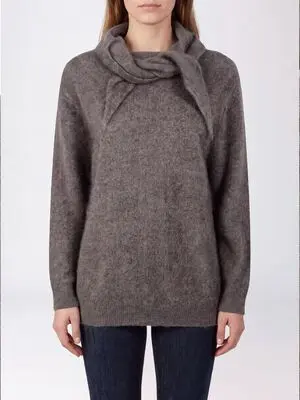 PAROSH Scarf-neck Jumper P.a.r.o.s.h. In Yak And Wool Blend With Long Sleeves