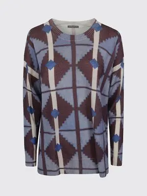 IN BED WITH YOU Pure Wool Crewneck Jumper With Argyle Pattern - Multicolor