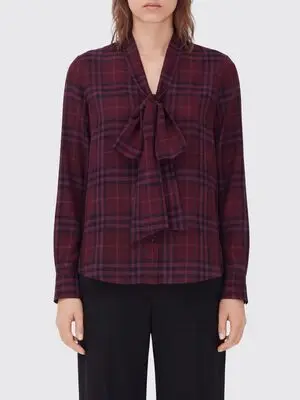 Burberry Tartan Print Silk Shirt With Pussy-bow Collar