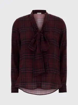 Burberry Tartan Print Silk Shirt With Pussy-bow Collar