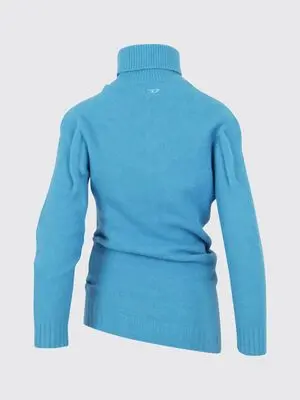DIESEL® Wool Blend Turtleneck Jumper With Button Closure And Ribbed Trims