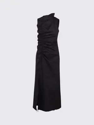 Ulla Johnson Crêpe Sheath Midi Dress With Ruffles And Front Slit