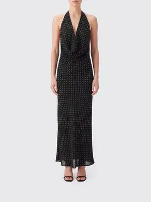 ROTATE BY BIRGER CHRISTENSEN Polka-dot Crêpe Halterneck Long Evening Gown
