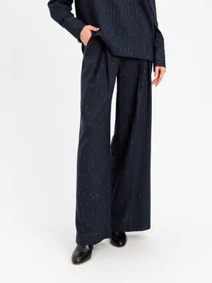 TWINSET High-waisted Pinstripe Wide-leg Crêpe Trousers