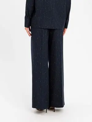 TWINSET High-waisted Pinstripe Wide-leg Crêpe Trousers