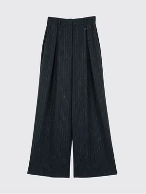 TWINSET High-waisted Pinstripe Wide-leg Crêpe Trousers