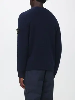 Stone Island Virgin Wool And Alpaca Blend Cardigan With Logo Patch - Blue 1