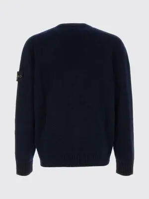 Stone Island Virgin Wool And Alpaca Blend Cardigan With Logo Patch - Blue