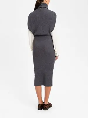 TWINSET Sleeveless Wool And Cotton Knit Midi Sheath Dress