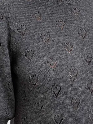 TWINSET Heart Print Cotton And Cashmere Jumper With Puff Sleeves - Grey