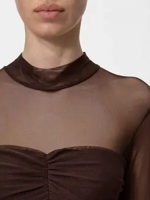 TWINSET Long-sleeved Tulle Evening Gown With Crew Neck