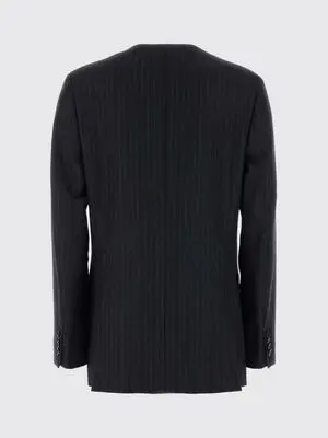 JIL SANDER Blue Pinstriped Wool Single-breasted Blazer