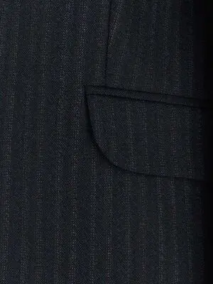 JIL SANDER Blue Pinstriped Wool Single-breasted Blazer