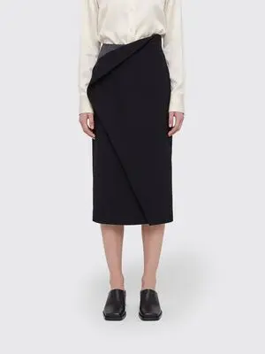 JIL SANDER Draped Silk And Virgin Wool Midi Pencil Skirt