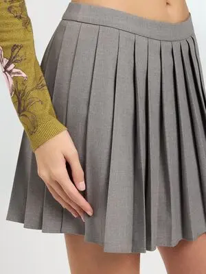 TWINSET High-waisted Pleated Wool-blend Mini Skirt