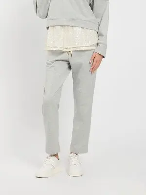 TWINSET Cotton Blend Jogging Trousers With Sequin Embroidery And Elastic Waist