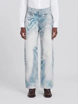 Camper High-waisted Wide Leg Jeans In Optical Print Cotton Denim