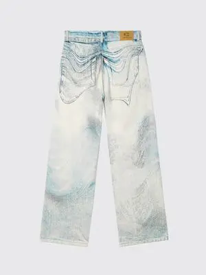 Camper High-waisted Wide Leg Jeans In Optical Print Cotton Denim