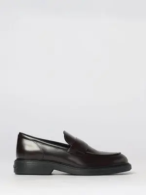 Hogan H704 Brushed Leather Penny Loafers With Raised Apron Toe