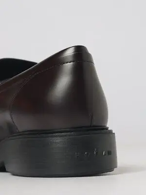 Hogan H704 Brushed Leather Penny Loafers With Raised Apron Toe