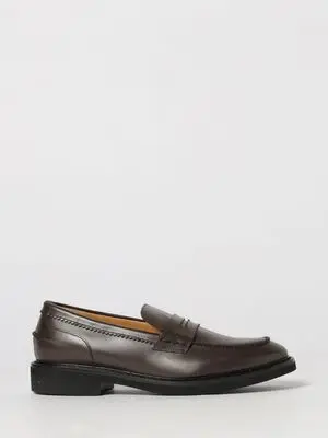 ANNA F. Smooth Leather Penny Loafers With Raised Apron Toe
