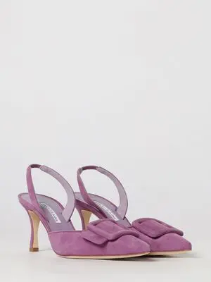 Manolo Blahnik Maysli Suede Slingback Pumps With Mid Heel - Plum