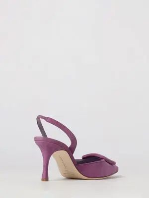 Manolo Blahnik Maysli Suede Slingback Pumps With Mid Heel - Plum