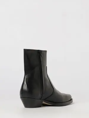 ANNA F. Smooth Leather Western Boots With Almond Toe