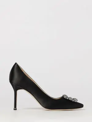Manolo Blahnik Hangisi Satin Pumps With Jewelled Buckle And High Heel