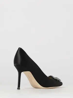 Manolo Blahnik Hangisi Satin Pumps With Jewelled Buckle And High Heel