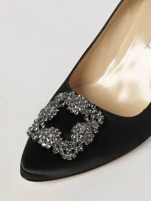 Manolo Blahnik Hangisi Satin Pumps With Jewelled Buckle And High Heel
