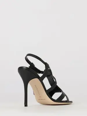 Manolo Blahnik Giza Embroidered Nappa Leather Stiletto Sandals