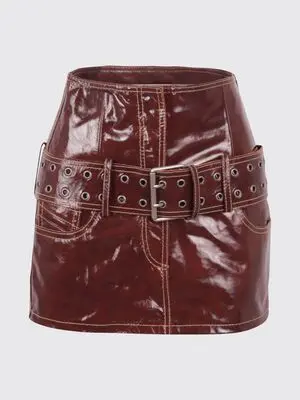 DIESEL® L-evant High-waisted Patent Leather Pencil Mini Skirt With Belt - Brown